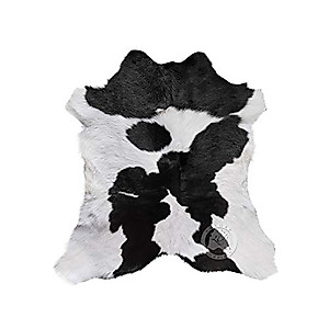 Genuine Calfskin Black and White Calfskin Calf Hide Cow Skin Cowhide Rug Leather Area Rug 3 x 3 ft.