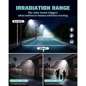 Lovus Solar Street Lights Dusk to Dawn with Radar Sensor for Parking Lot, Yard, Garage