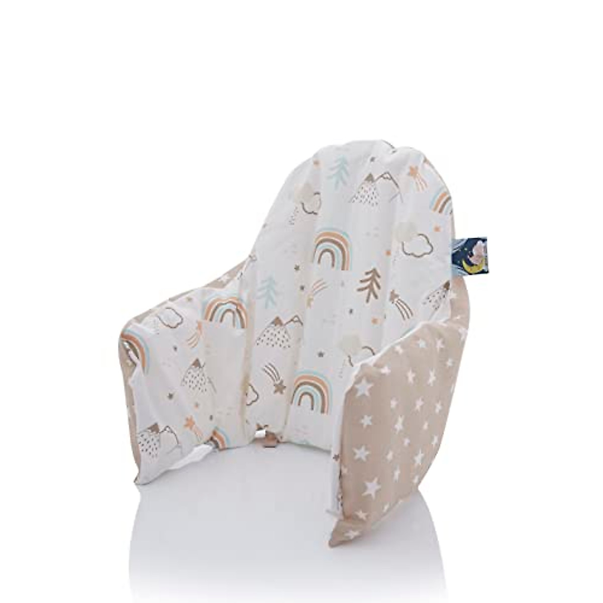 High Chair Cover for IKEA Antilop High Chair,Cotton Cover for Inflatable Cushion, Cushion Cover for High Chairs for Babies and Toddlers, High Chair Accessories, It is Only Cover! (Brown Rainbow)