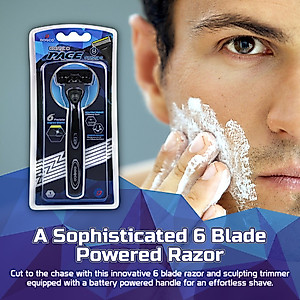 Dorco Pace 6 Plus Power - Six Blade Power Razor System with Trimmer (9 Cartridges + 1 Handle)