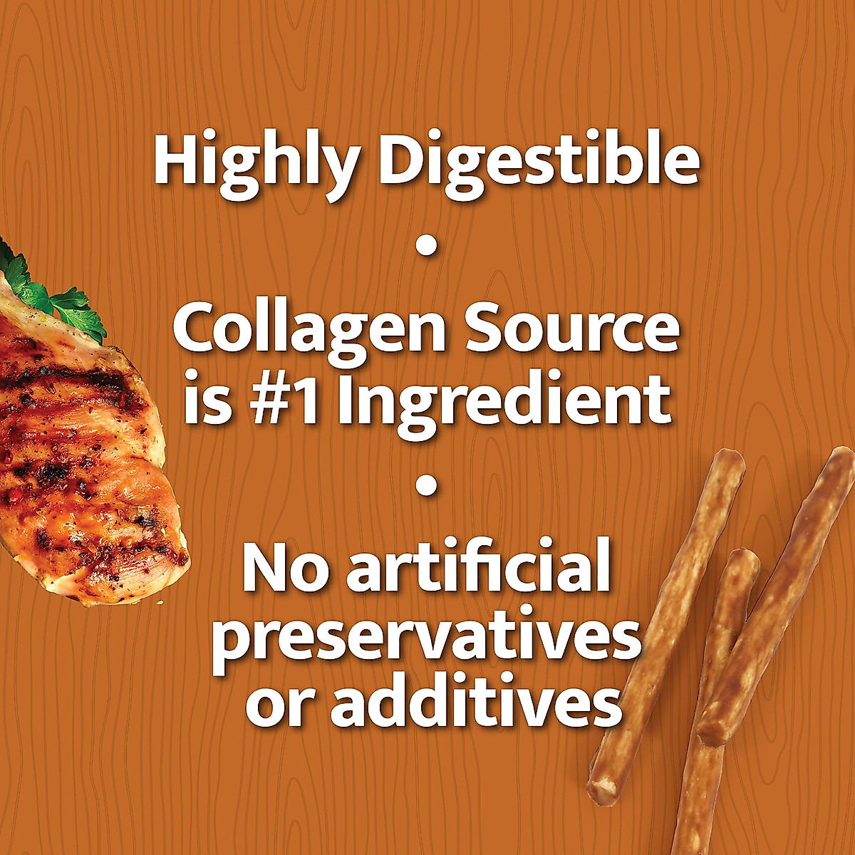 Wild Eats Collagen Chews for Dogs, Real Chicken, Dog Chews Long Lasting, Rawhide Free -15 Pack Collagen Sticks for Large, Medium, and Small Dogs