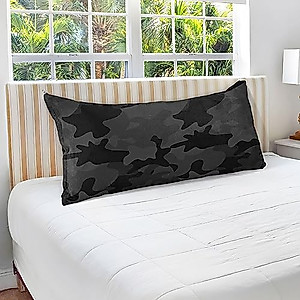 Black Grey Camouflage Pillow Cases King Size Velvet Pillow Covers Super Soft Decorative Pillowcase with Zipper for Women Men Bedroom Sofa Couch