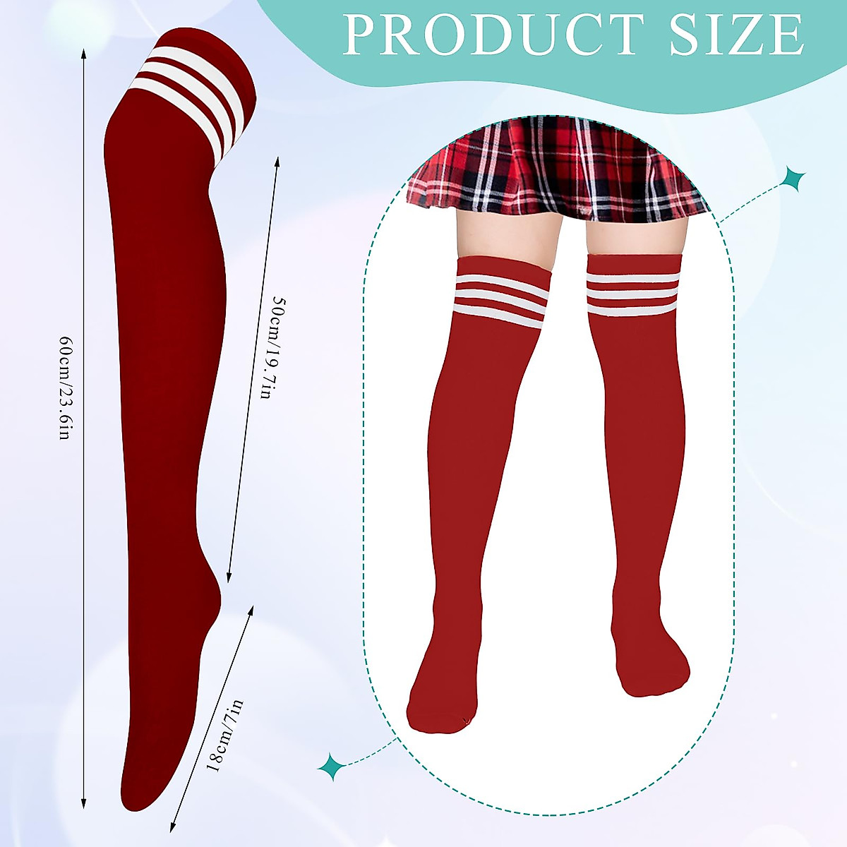 Syhood 36 Pairs over Knee Thigh Socks Thigh High Socks for Women Leg High Socks Long Stocking for Daily Wear(Multi Colors)