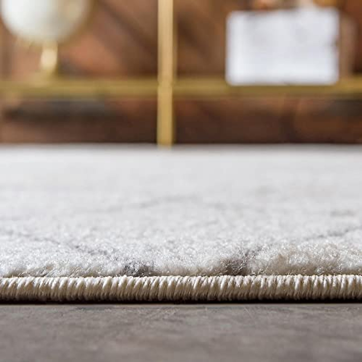 Unique Loom Trellis Frieze Collection Area Rug - Geometric (3' Round, Ivory/ Gray)