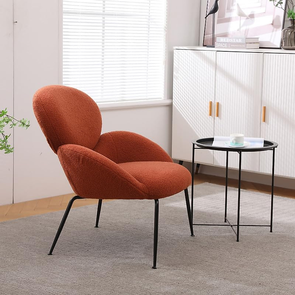 ATGHYURT Modern Accent Chairs Armchair Cute Vanity Chairs Comfy Single Leisure Sofa Chair Reading Chair with Black Metal Legs, Side Chair for Living Room, Studio, Office, Dressing Room