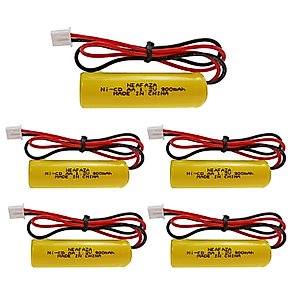 NEAFAZA 5 Pack 1.2v 900mAh Ni-CD AA Exit Sign Emergency Light Battery Replacement Compatible with Unitech AA900mAh OSA268 ELB CS01 Lithonia Battery EXR LED EL M6