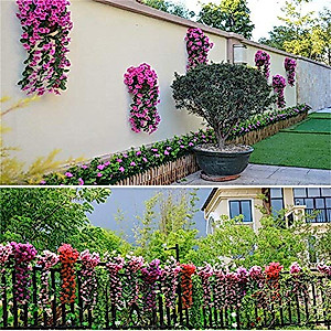 Meitan Artificial Violet Hanging Flower, Silk Violet Flower Garland Hanging Basket Decorative Plant Home Outdoor Wedding Arch Garden Wall Décor (2 pcs Rose Red)