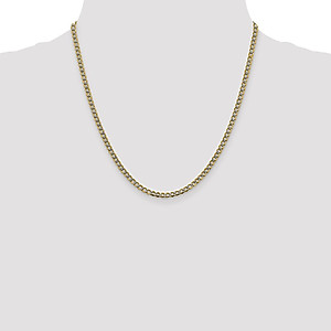 Sonia Jewels 14k White and Yellow Gold Two Toned 3.4mm Pave Curb Cuban Chain Necklace - with Secure Lobster Lock Clasp 20"