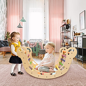 YOLEO Pikler Triangle Set, Foldable 5-in-1 Montessori Climbing Set Fun Baby Pickler-3 Piece Climbing Jungle Gym and Indoor Playground Climbing Toys for Toddlers 1-3 Inside