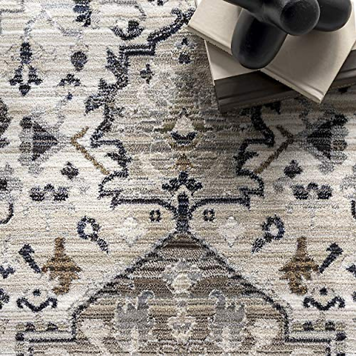 nuLOOM Oliveira Floral Medallion Fringe Area Rug, 5' 3" x 7' 7", Beige