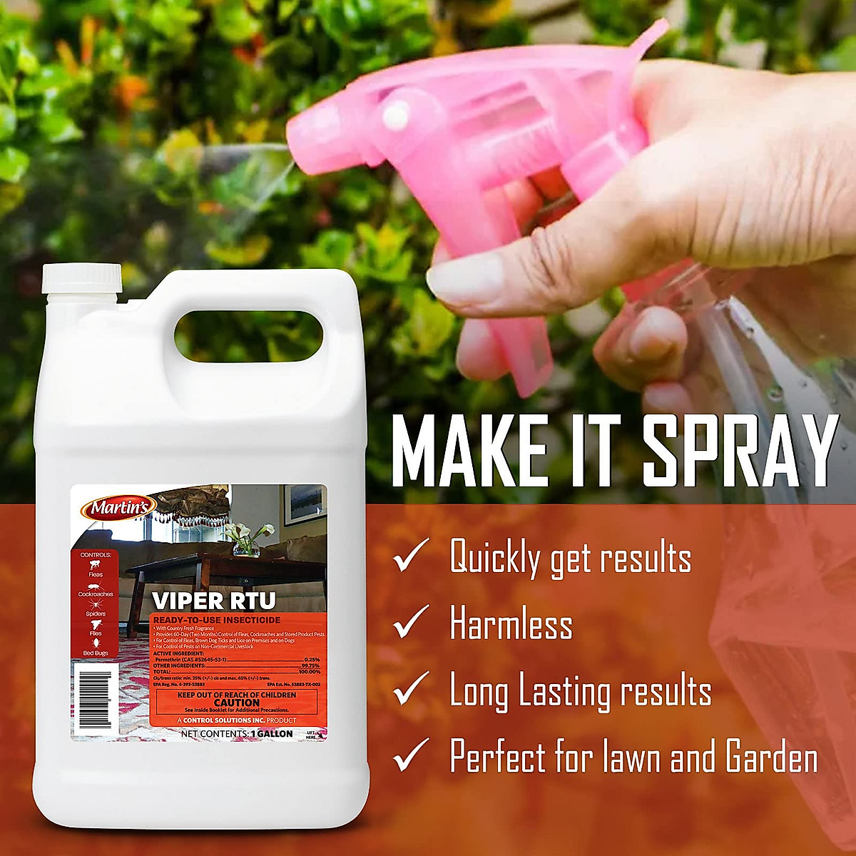 Martins Viper RTU Insecticide Indoor Outdoor Powerful Bug Repellent pest Control Home Defense Insecticide Insect Control Solutions Available with Premium Quality Centaurus AZ Gloves 1 Gal