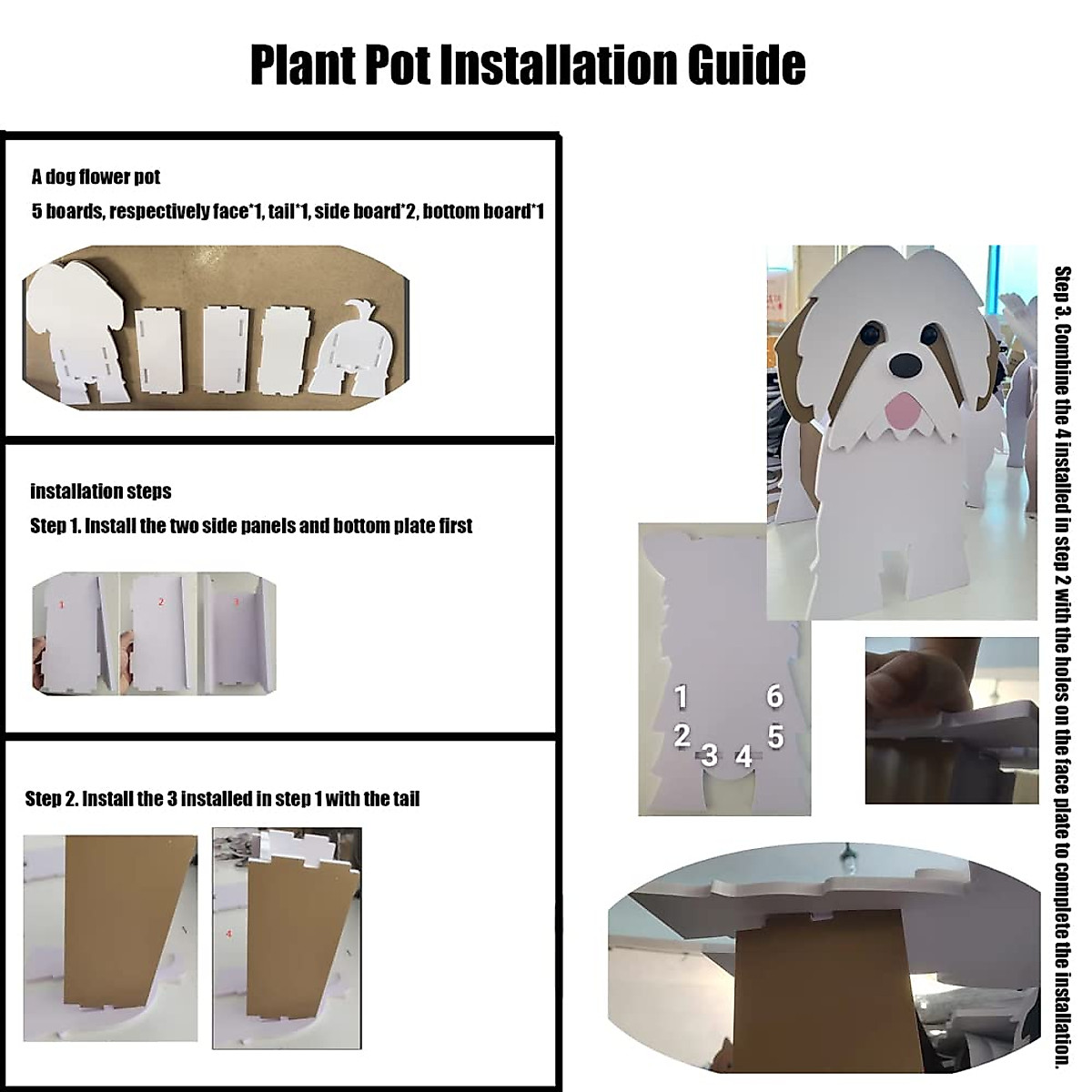 VanFty Dog Planter Boxer Shape Animal Flower Pot Large Dog planters Outdoor Decorations Lovely Gift Desk Storage Box Flowerpot Plant Container Frame for Indoor and Outdoor use