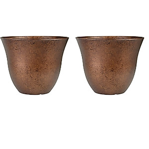 Classic Home and Garden Honeysuckle Resin Indoor/Outdoor Flower Pot Planter, Copper, 15"