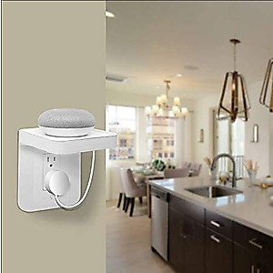 ALLICAVER Outlet Shelf, Wall Holder for Kitchen Organization,A Space Saving Solution for Google, Homepod Mini, Speakers, Phones, Electric Toothbrush (White-Decora)