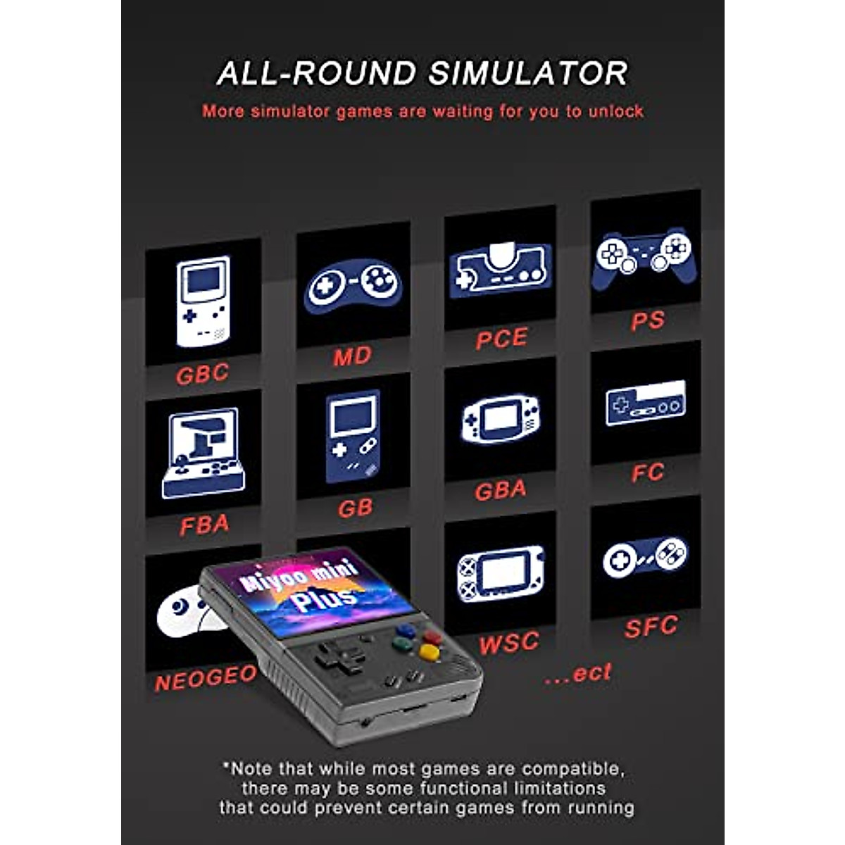 CICYSTORE Miyoo Mini Plus Handheld Game Console,Retro Game Console for Adults and Children,3.5" IPS Screen,64GB TF Card 10,000+ Games,Support WiF(Purple-64G)