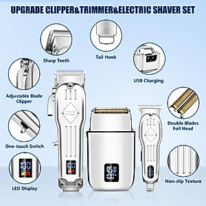 SUNNOW Hair Clippers Professional Cordless for Men, Electric Foil Shavers Razor & Beard Hair Trimmer Kit, Rechargeable Hair Cut Machines Fade Clippers Set, 3 in1 Beard Trimming Kit for Home, Barber