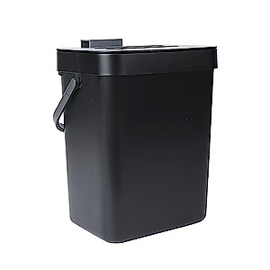 VIGIND Hanging Small Trash Can with Lid Under Sink for Kitchen, 5 L/ 1.3 Gallons Plastic Waste Basket,Food Waste Bin,Kitchen Compost Bin for Counter Top,Bathroom/Office (Black)