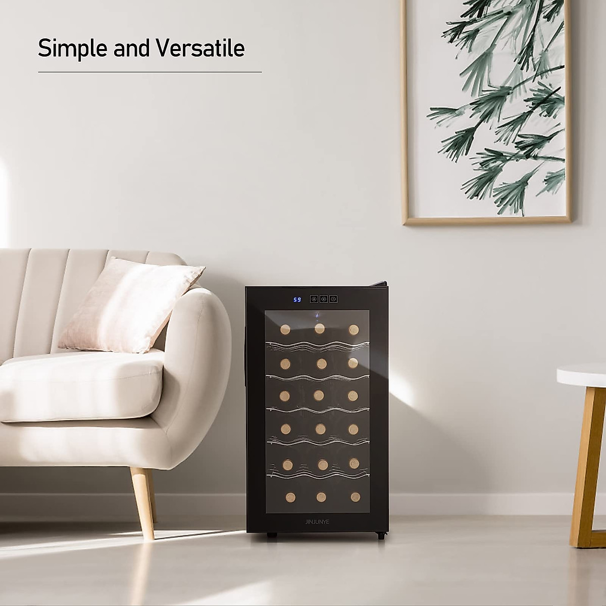 JINJUNYE 15-18 Bottle Wine Fridge, Wine Coolers for Home Freestanding with Touch Screen Digital Temperature Control, Wine Refrigerator for Red White Wine, Champagne, Sparking, Beer