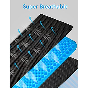 OSWCHIC Gel Seat Cushion Pressure Relief Double Layer Honeycomb Breathable Chair Cooling Pad for Car Driver Office Wheel Chair Tailbone Sciatic Nerve Spine Pain Relief