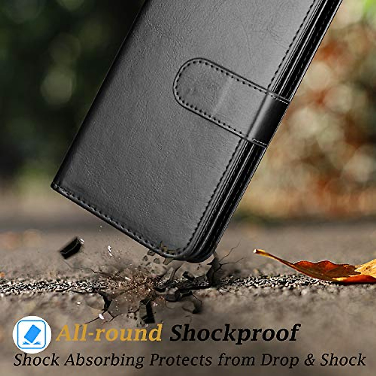 Takfox Galaxy S21 FE 5G Case, for Samsung S21 FE 5G Wallet Case PU Leather Flip Case Cover with Magnetic Closure [9 Card Slots] Card Holder Kickstand for Women Men Folio Detachable Phone Case-Black