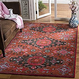 SAFAVIEH Heritage Collection 3' x 5' Rust / Multi HG419P Handmade Traditional Oriental Premium Wool Area Rug