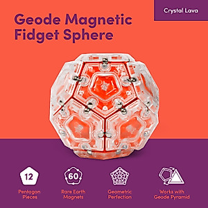 Speks Geode Sphere Magnetic Fidget Toy for Adults & Teens 14+ | Sensory Gadget for Stress Relief and Anxiety, Office Desk Toy Present, Christmas Gift, Holiday Stocking Stuffer | Lava, 12-Piece Set
