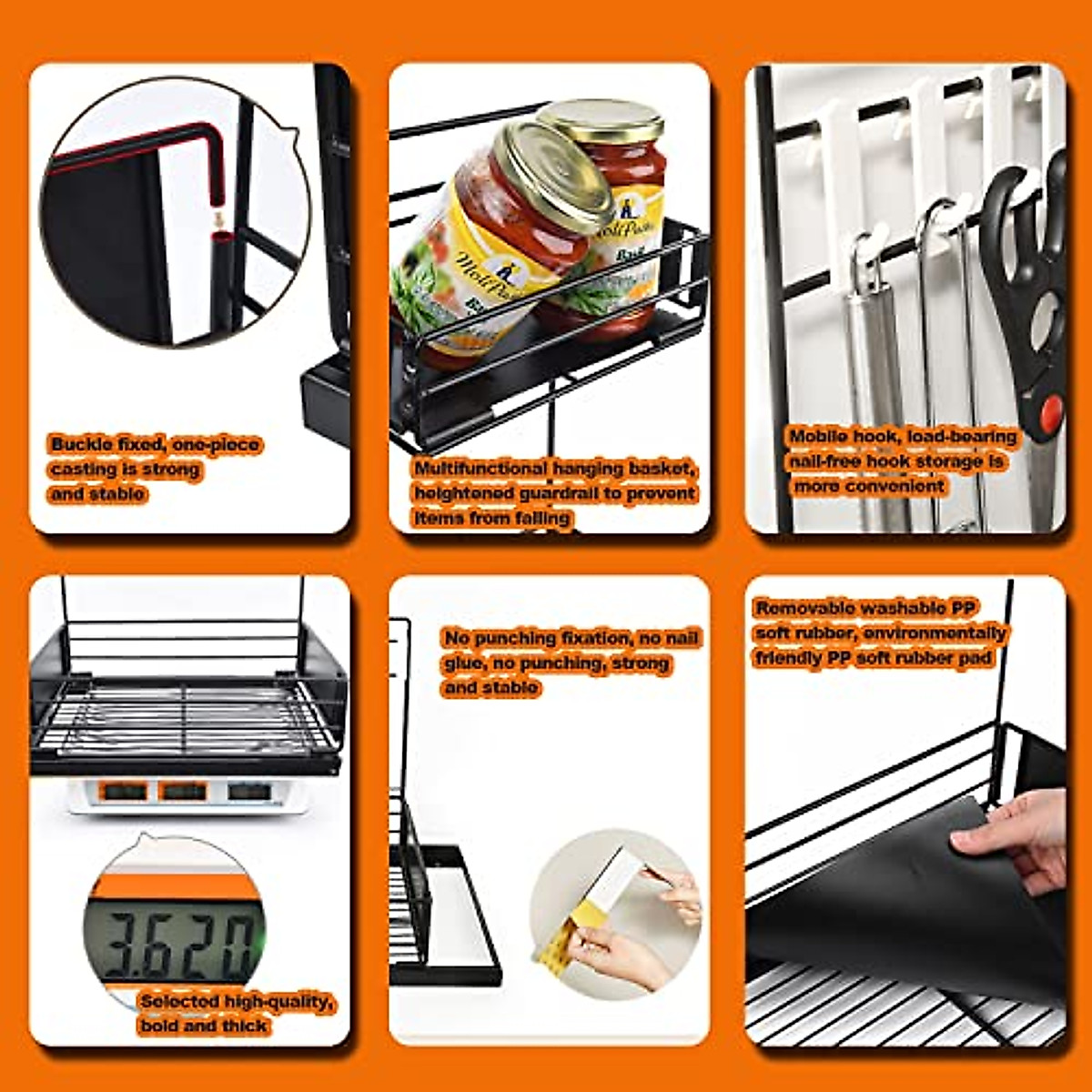 Under Sink Organizer and Storage, Under Sliding Cabinet Basket Organizer 2-Tire Under Kitchen Bathroom Sink Storage, Multi-Purpose Under Sink Shelf Organizer Black,White