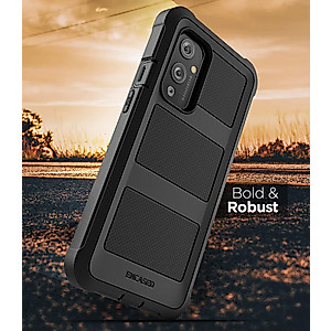 ENCASED Falcon Armor Designed for OnePlus 9 Case with Screen Protector, Protective Full Body Cover with Built-in Screen Guard (Black) (OnePlus 9)