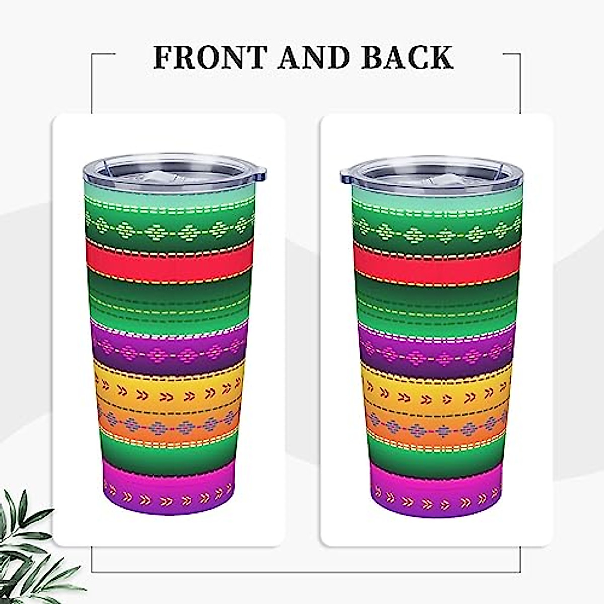 DLUCCA 20oz Insulated Coffee Tumbler With Straw Stainless Steel Swig Tumblers,Travel Mugs Insulated For Hot And Cold,Reusable Thermal Water Bottle Cup For Car Camping Exercise（Mexican Fabric ）