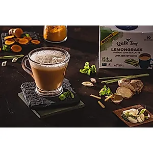 QuikTea Lemongrass Chai Tea Latte - 10 Count Single Box - All Natural Preservative Free Authentic Chai from Assam