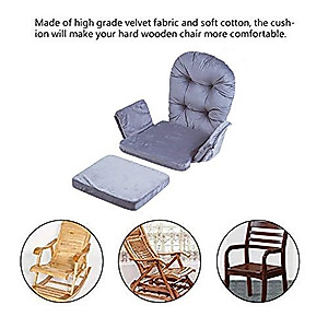 Zerone Soft Velvet Cotton Chair Cushions and Stool Pad Set,Glider Rocker Replacement Cushions,Glider Rocker Replacement Cushions with Storage Pockets