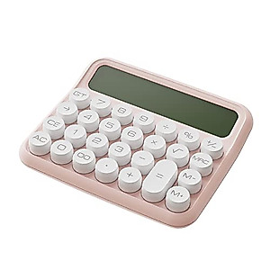 LOCOCK Standard Function Desktop Calculator, 12-Digit Large LCD Display and Big Round Buttons for Office, School, Home,Business Use (Pink)