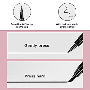 RUSICA 2 Count Waterproof Liquid Eyeliner Ultra-Fine Felt Tip Smudge Resistant Eye Makeup Stylist, Black, 0.3 Fl. Oz
