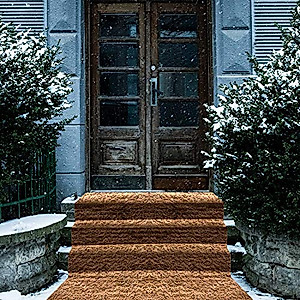 ZeeDix 3 Pack 16 x 80 x 0.28inches Thickened No-Slip Ice and Snow Carpet Mats- Natural Coconut Fiber Carpet for Garden, Front Door, Stairs, Porch Outdoor Safer Walking