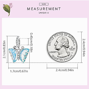 WOSTU Crystal Butterfly Charm for Bracelet Dazzling Butterfly 925 Sterling Silver Crystal Pendant Charm Fit Euripean Bangle Charm Bracelet DIY Jewelry
