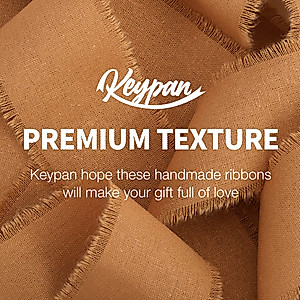 Keypan Brown Ribbon for Gift Wrapping, Handmade Fringe Ribbons for Crafts Bridal Bouquets Wedding Invitation Decorations Cotton 3 Rolls 1.6" x 5 Yards