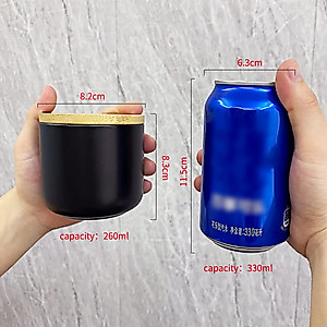 Ceramic Food Storage Jar Canister Modern Design Food Canisters with Airtight Seal Bamboo Lid, Loose Tea Coffee Spice Nuts Snacks Storage Jar Canister (Black 8.79oz/260ml)