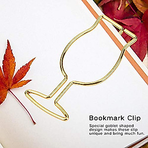 10pcs Gold Paper Clips, Electroplating Metal Goblet Shaped Paper Clip Funny Stationery Bookmark Marking Clip Works as Paper Clips, File Clips, Bookmarks