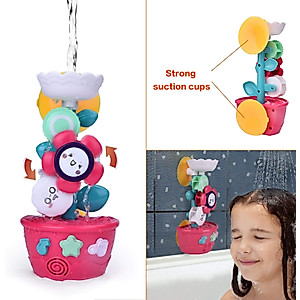 16Pcs Bath Toys for Toddlers, Flower Waterfall Water Station Garden Squirter Toys, Stacking Cups Watering Can Shower Toy,Fun Bath Time Toys for Kids Girls and Boys Age 1-5