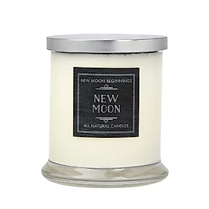 New Moon Candle by New Moon Beginnings - New Beginnings & Manifestation Candle - Dried Flower, Herb, & Crystal Candles - Aromatherapy Candles - Soy Candle - 12oz Glass Jar