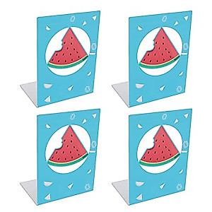 Metal Bookends, Book Stoppers Exquisite Beautiful Anti Slip Portable for Desktop for Study Room for Office (Watermelon)