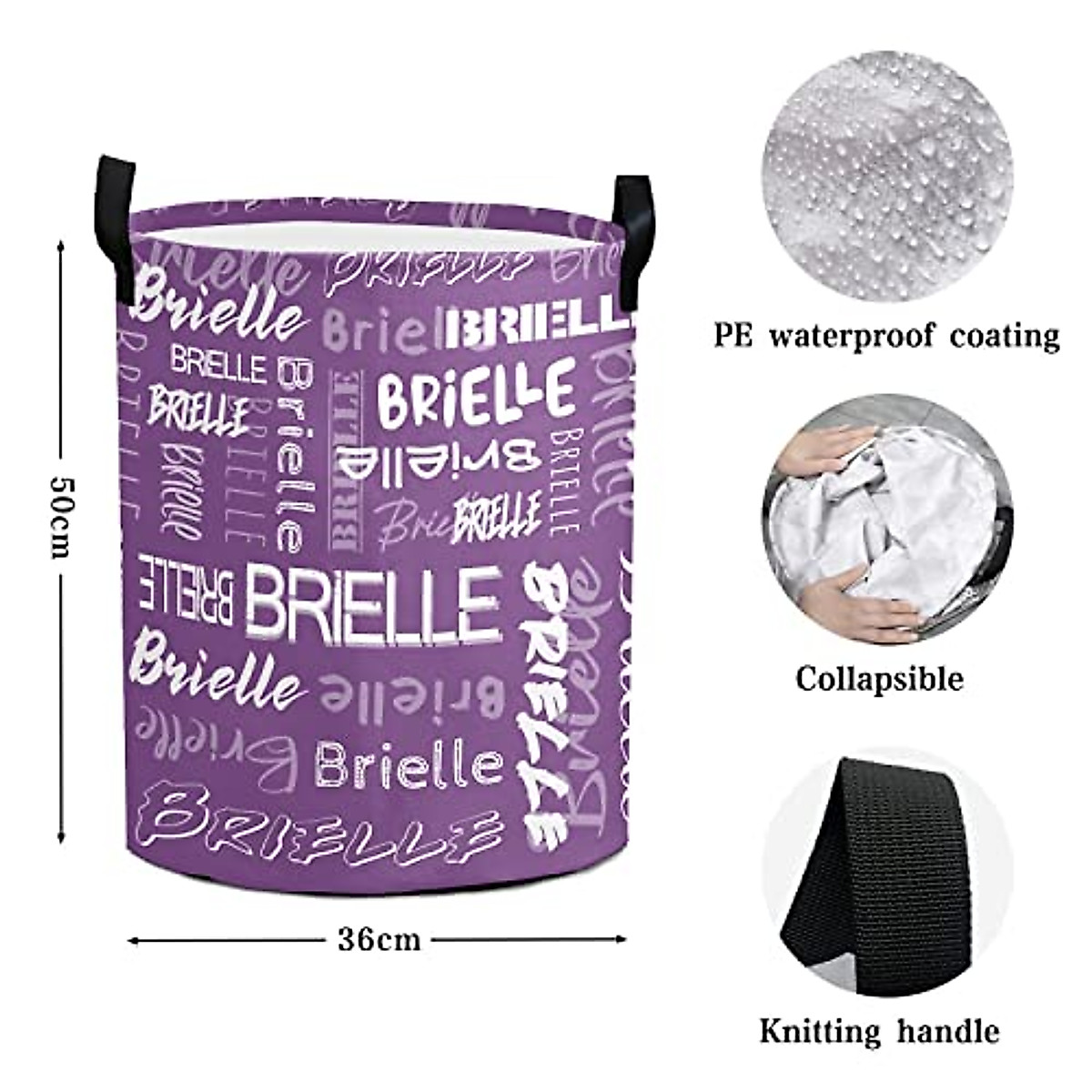 Collapsible Personalized Laundry Basket ZAACUSTOM Waterproof Custom Laundry Hamper Basket with Name Customized Dirty Clothes Storage Baskets with Handle for Bedroom Bathroom