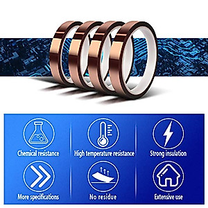 MEBMIK 4 Rolls 10mm x33m(108ft) Heat Tape for Sublimation,Heat Transfer Tape,Heat Resistant Tape,Adhesive Transfer Tape,Thermal Tape,No Residue