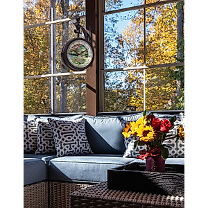 Mark Feldstein & Associates Thomas Kinkade Garden of Prayer Metal Station Clock and Thermometer, 14 Inch