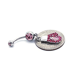 Soulbreezecollection Pink Breast Cancer Awareness Boxing Glove Belly Navel Ring Button Body 316l Surgical Steel