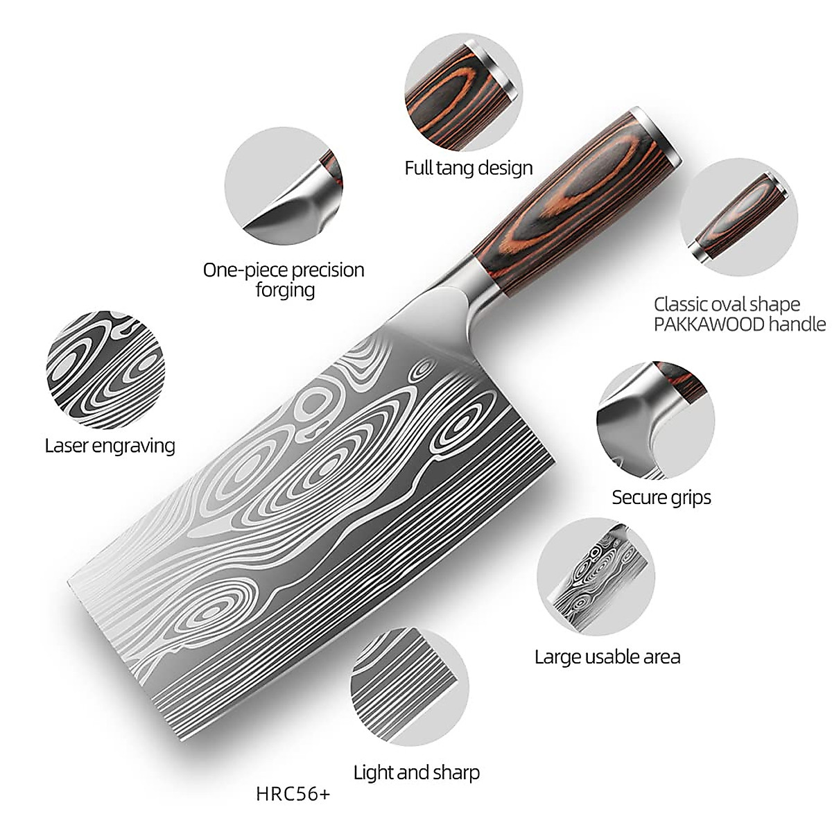 House Meat Cleaver 8 Inch, Chef Knife for Meat Cutting, High Carbon German Stainless Steel with Ergonomic Handle for Home, Kitchen & Restaurant