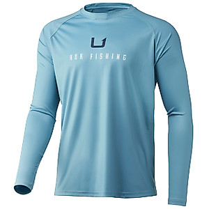 HUK Men's Standard Pursuit Long Sleeve Sun Protecting Fishing Shirt, Work-Porcelain Blue, X-Large