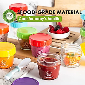 Facilfeliz 24 pack Glass Baby Food Storage Jars, 4 oz Baby Food Jars with Airtight Lids, Leakproof Reusable Small Glass Baby Food Containers for Infant & Baby, Freezer, Microwave & Dishwasher Safe