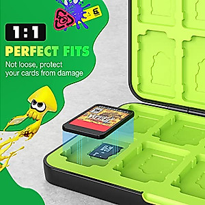 MoKo 24 Game Card Case Compatible with Nintendo Switch OLED Model/Switch/Switch Lite, Switch Game Holder Case for 24 Switch Game Card & 24 SD Card, Slim & Portable Game Card Storage Box, Green Yellow