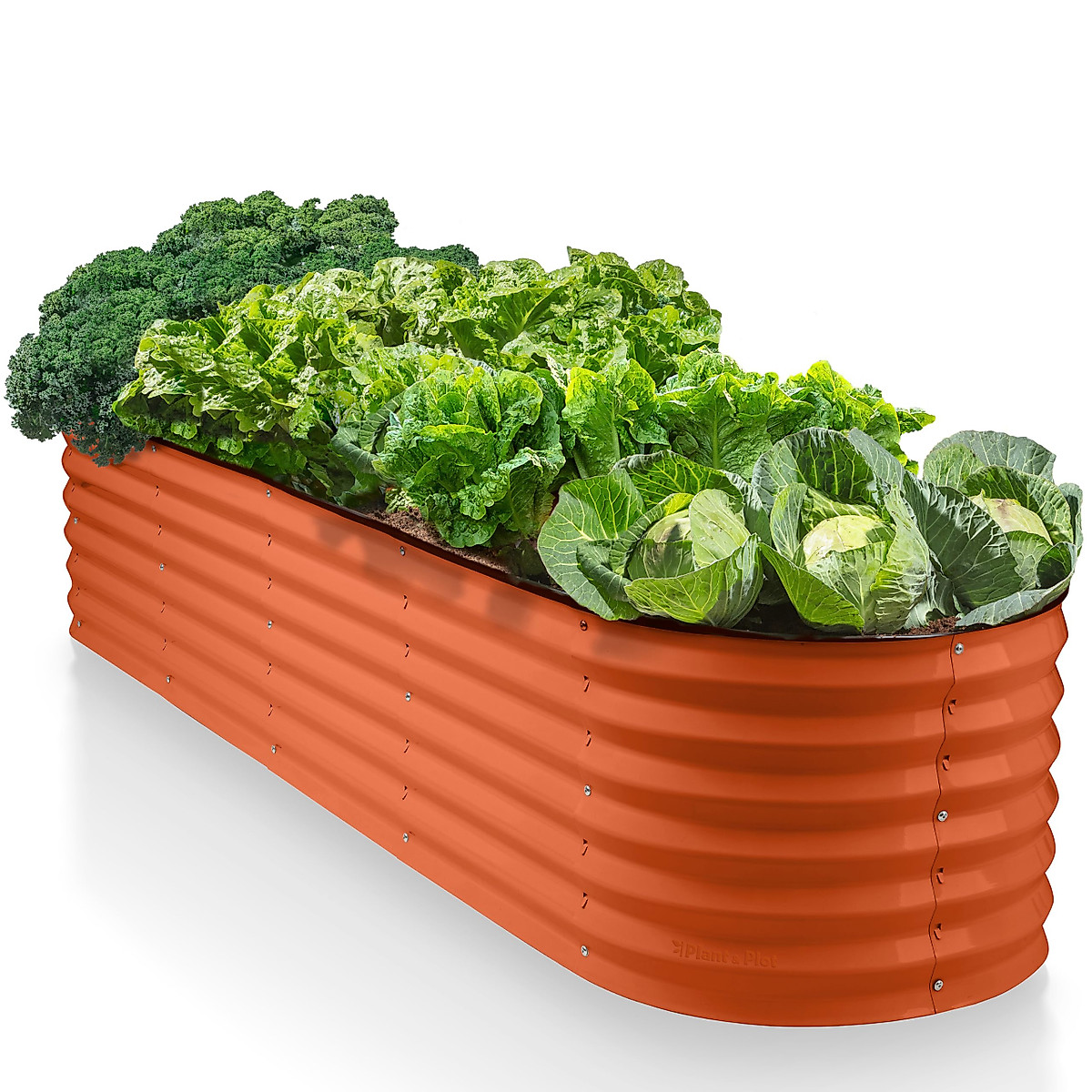 9-in-1 Galvanized Steel Raised Garden Bed // 8×2×1.5 ft Modular Planter for Gardening, Vegetables, Flowers // 18" Tall Metal Raised Garden Beds Outdoor (Orange) // Patented Design Planter Box